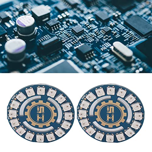 Demeras LED Ring Lamp Board, Ring RGB LED 5V 5050 LEDs Programmable 2 Pcs for DIY