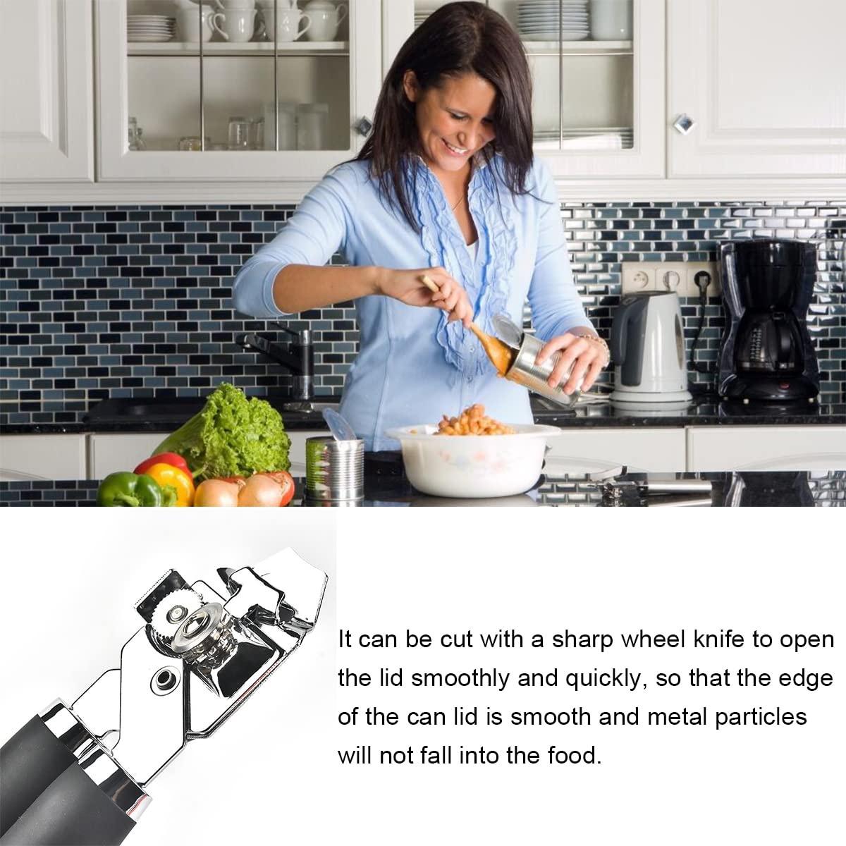 Can Opener, Manual Duty Can Opener, Safety Can Opener, Can Opener Manual, Suitable for Elderly People with Aalloy Inflammation Save Time and Energy