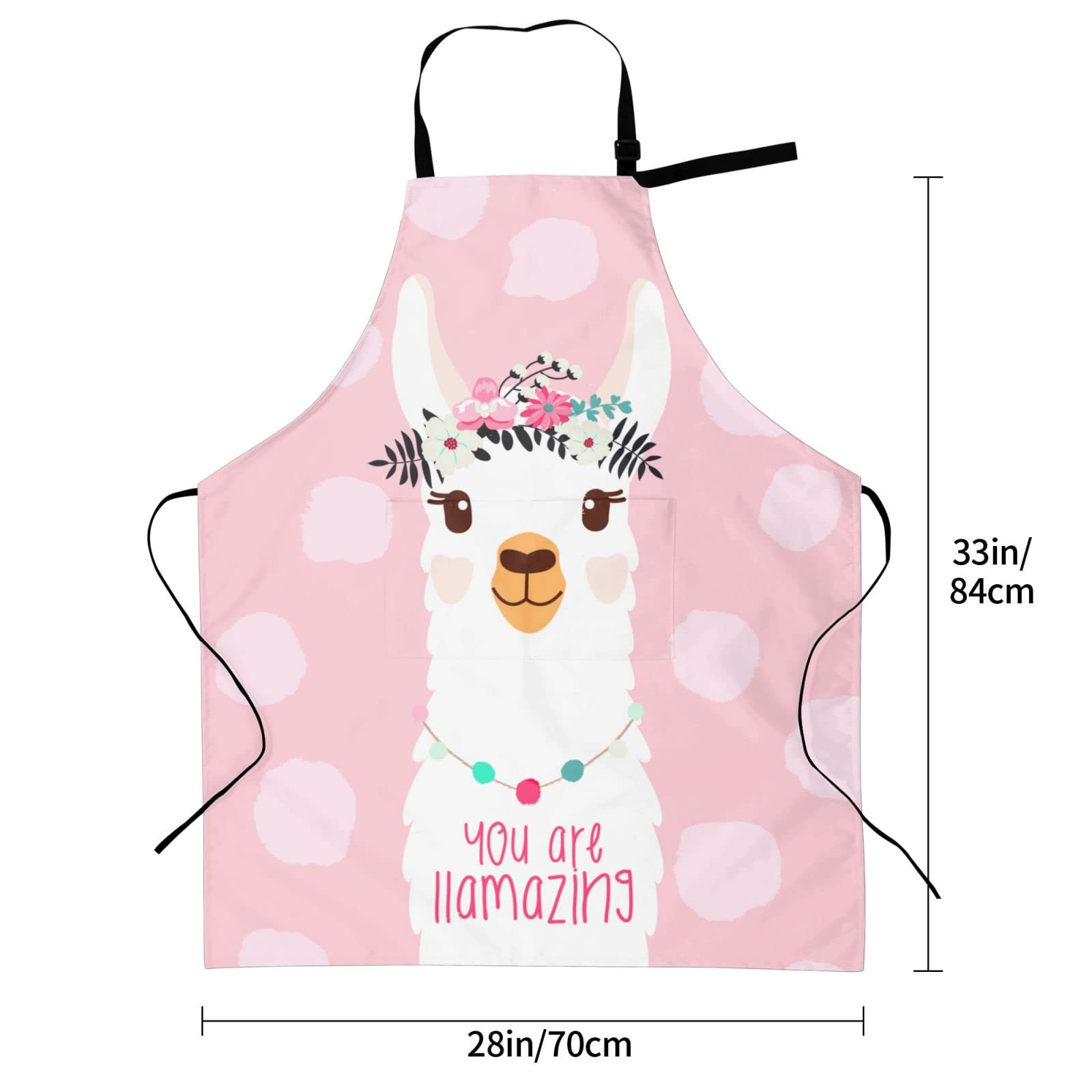 Echoserein Cute Llama Alpaca Apron Adjustable Bib Aprons With 2 Pockets For Men Women Chef Waterproof Decorative For Kitchen Cooking Bbq Grilling