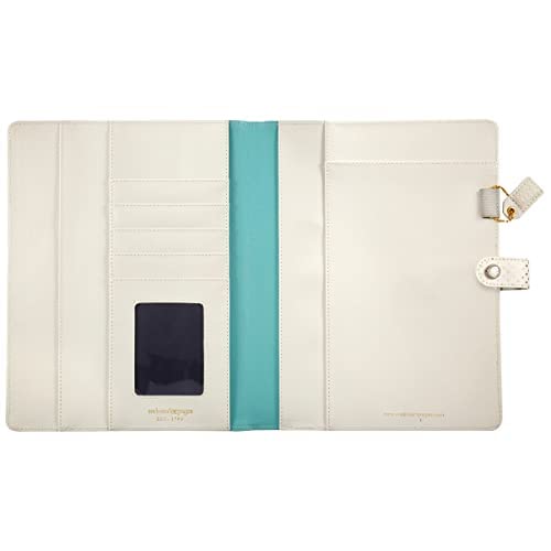 Business PU Leather Portfolio Binder by Webster's Pages, Padfolio for Women with Composition Notebook - White, Gold Polka Dot 8.25 X 10.75”