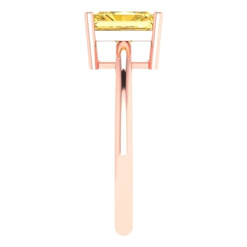 Clara Pucci 1.75ct Radiant Cut Custom Engraving Natural Citrine Engagement Wedding Solitaire W/Accent Ring 18K Rose Gold Size 3.5