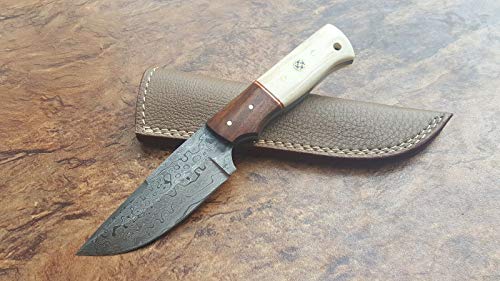 Carepro Hand Forged Damascus Steel Knife Bone Handle Custom Made Hunting Knife
