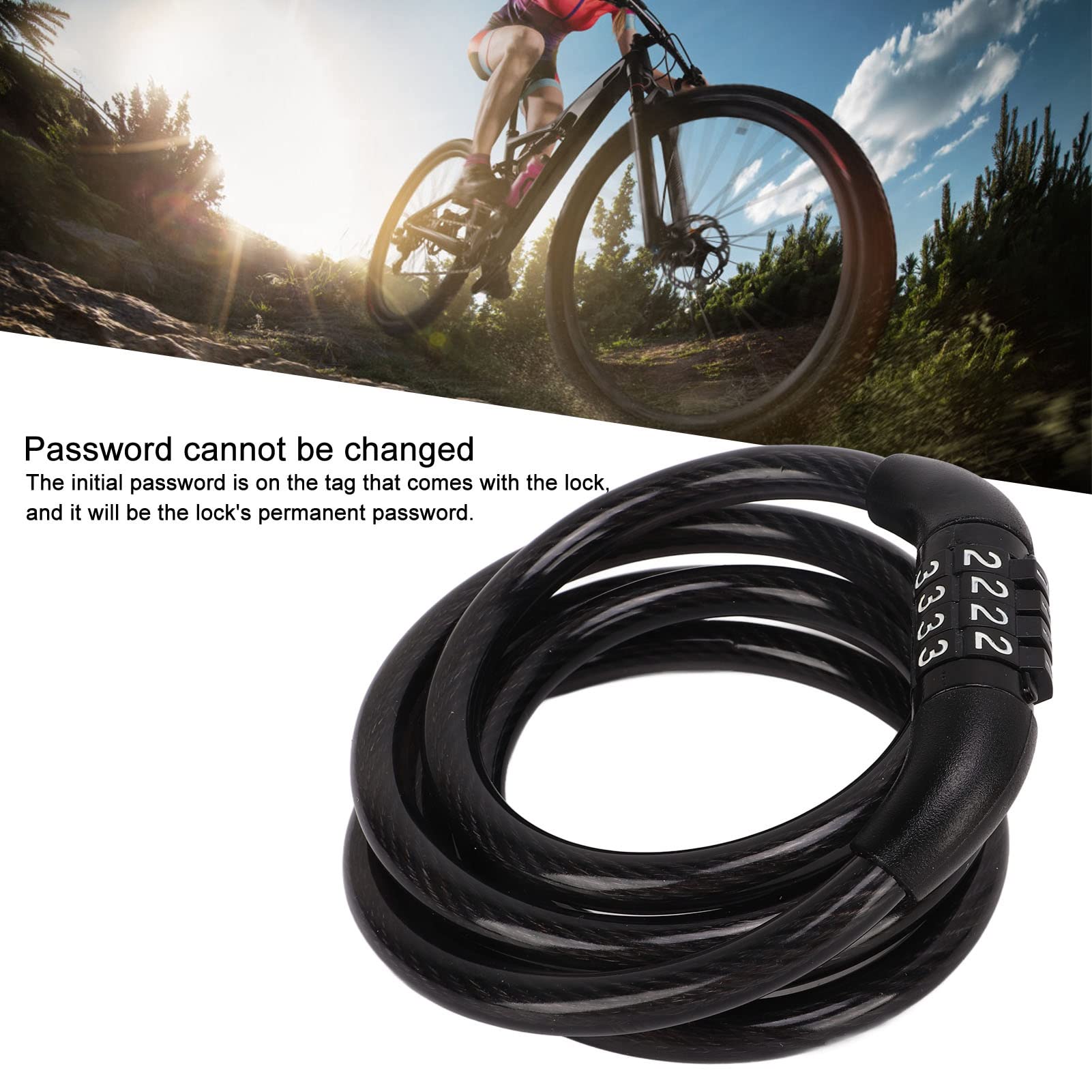 Chain Lock Combination, Manganese Steel Not Changeable Password Secure Drill Resistant Bike Cable Lock for Lawnmowers