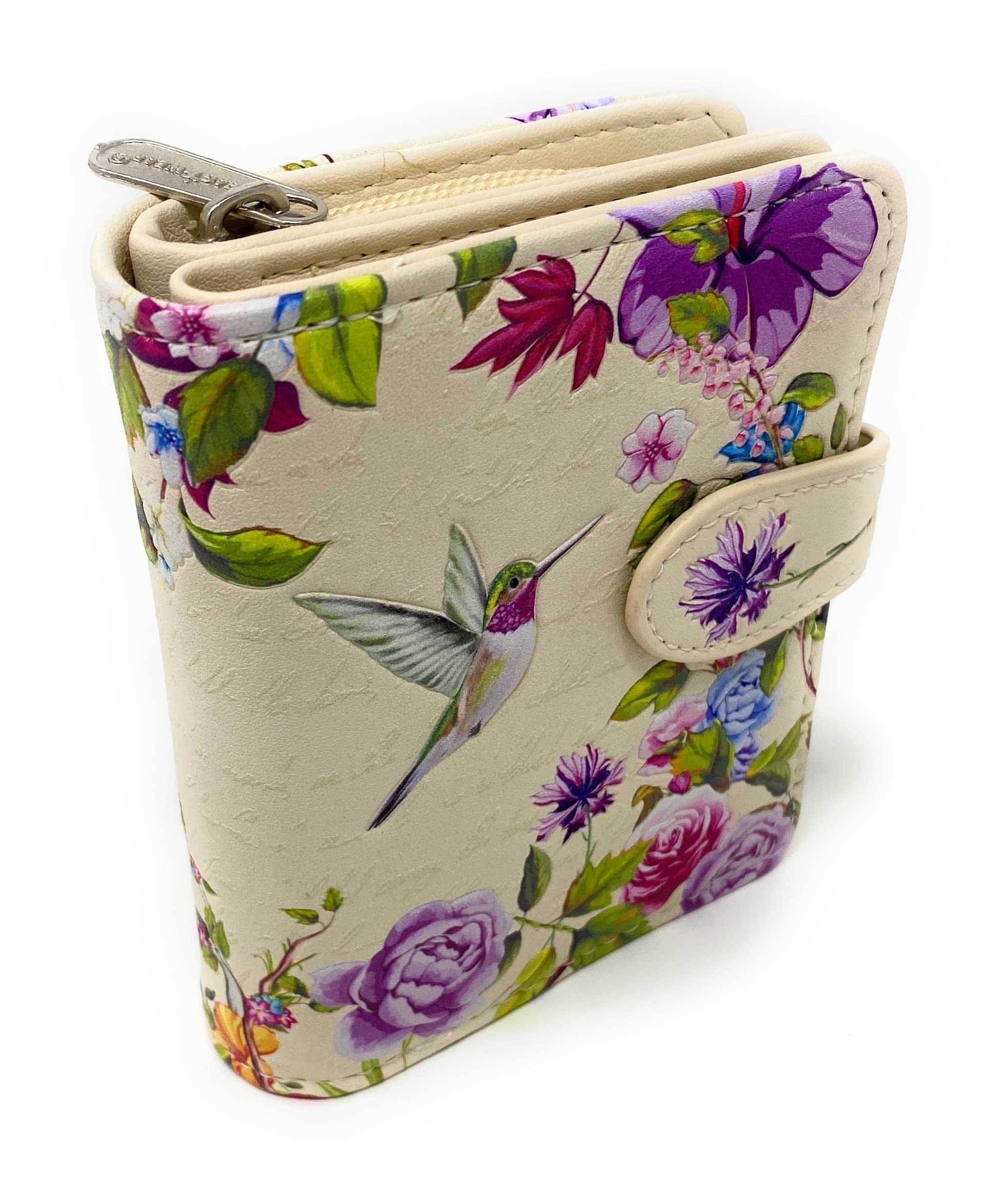 Shag Wear Vintage Hummingbird Small Bird Wallet for Women and Teen Girls Vegan Faux Leather Beige 4.5"