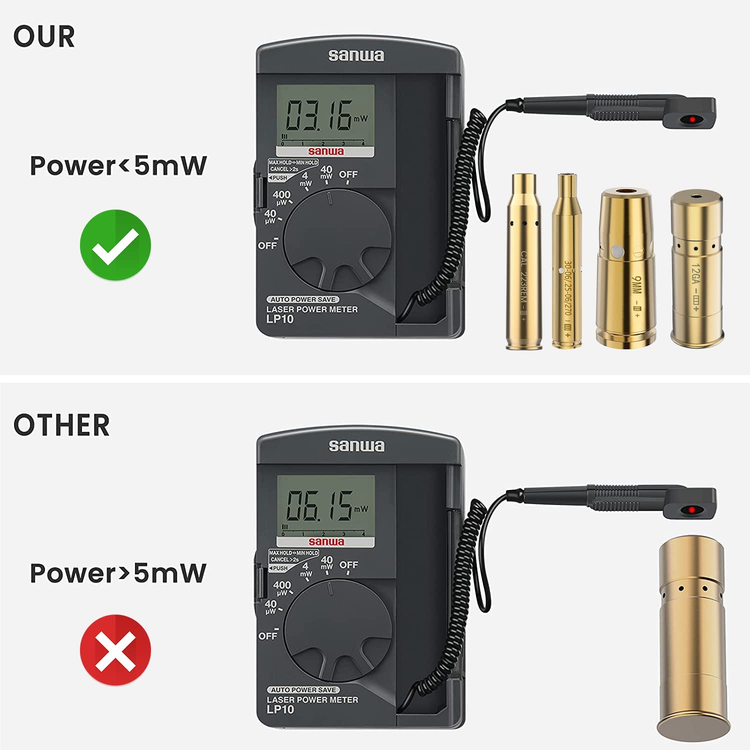 Bore Sight 9mm Bore Sight Red Laser Boresighter Zeroing Boresighter Red Dot Bore Sighter with 3 Sets of Batteries