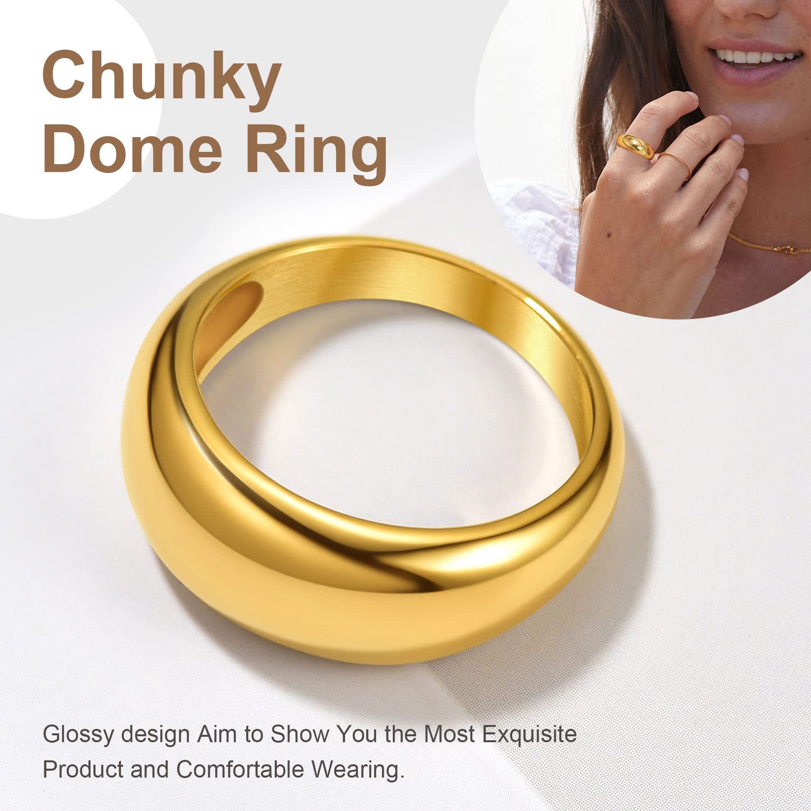 ChainsProMax Statement Ring Gold Rings for Women Rings Size 9 Mens Gold Rings