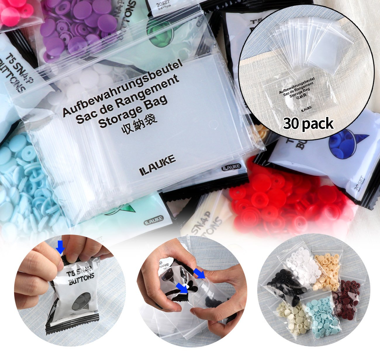 ilauke 400 Sets Snap Buttons with Snap Pliers T5 Plastic Snaps No-Sew Buttons Fastener Setter for Clothing Diapers Bibs Rain Coat Crafting