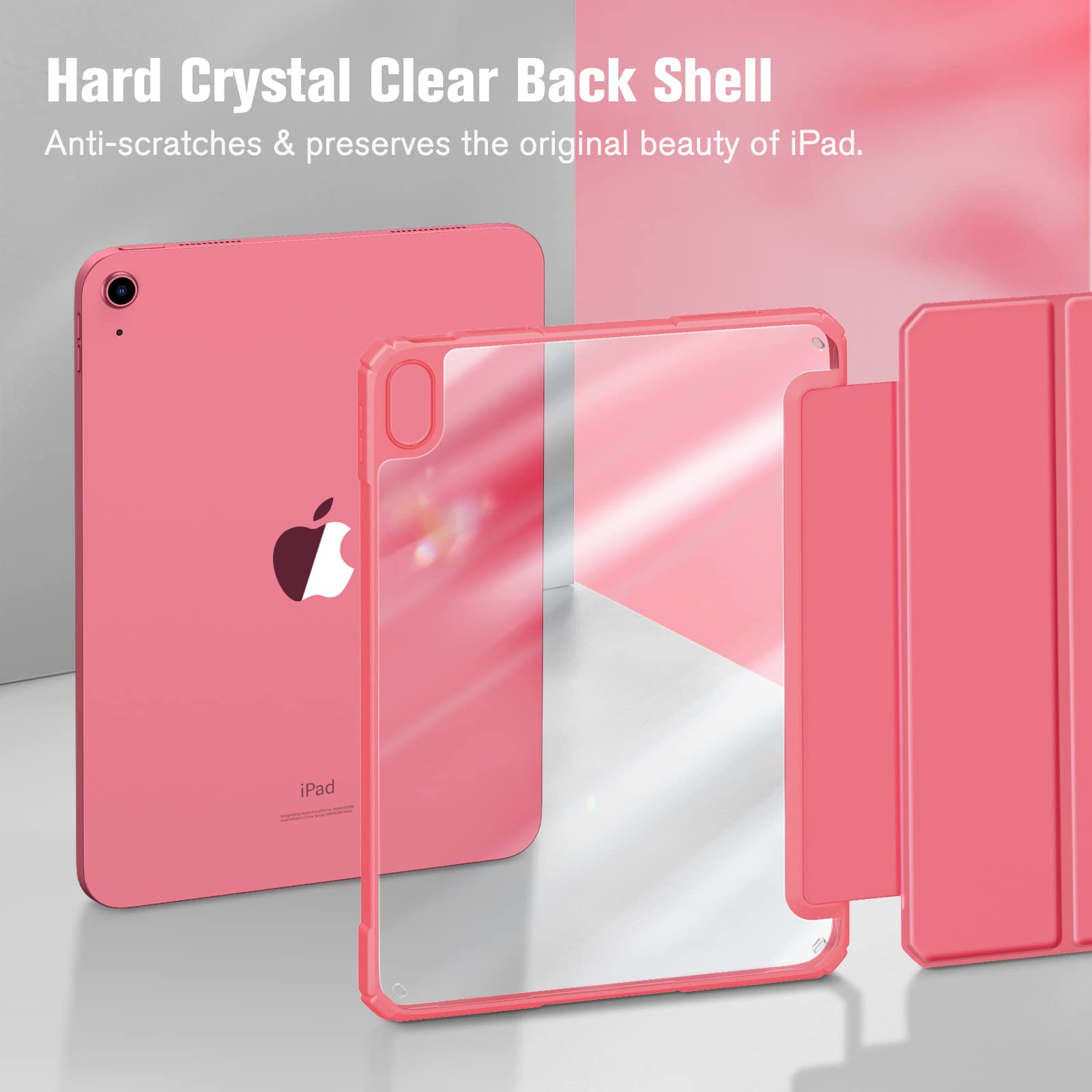 Fintie Slim Case for iPad 10th Generation (2022 Release) 10.9 Inch - Shockproof Smart Protective Standing Cover with Transparent Clear Back Shell, Auto Sleep Wake, Watermelon