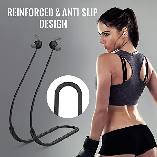 Straps for Beats Fit Pro, Anti-Lost Strap Silicone Necklace Lanyard Compatible with Beats Fit Pro 2021 Accessories Sports Running Holder Connector Cord (Black)