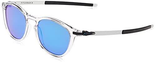 Oakley Men's OO9439 Pitchman R Round Sunglasses, Polished Clear/Prizm Sapphire, 50 mm