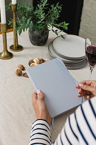 Busy B Dual Schedule Day A Page Diary January to December 2024 - A5 Cloud Blue - Faux Leather Daily Planner with Space for Two Schedules, Lined Pages, Notes and Year Planner