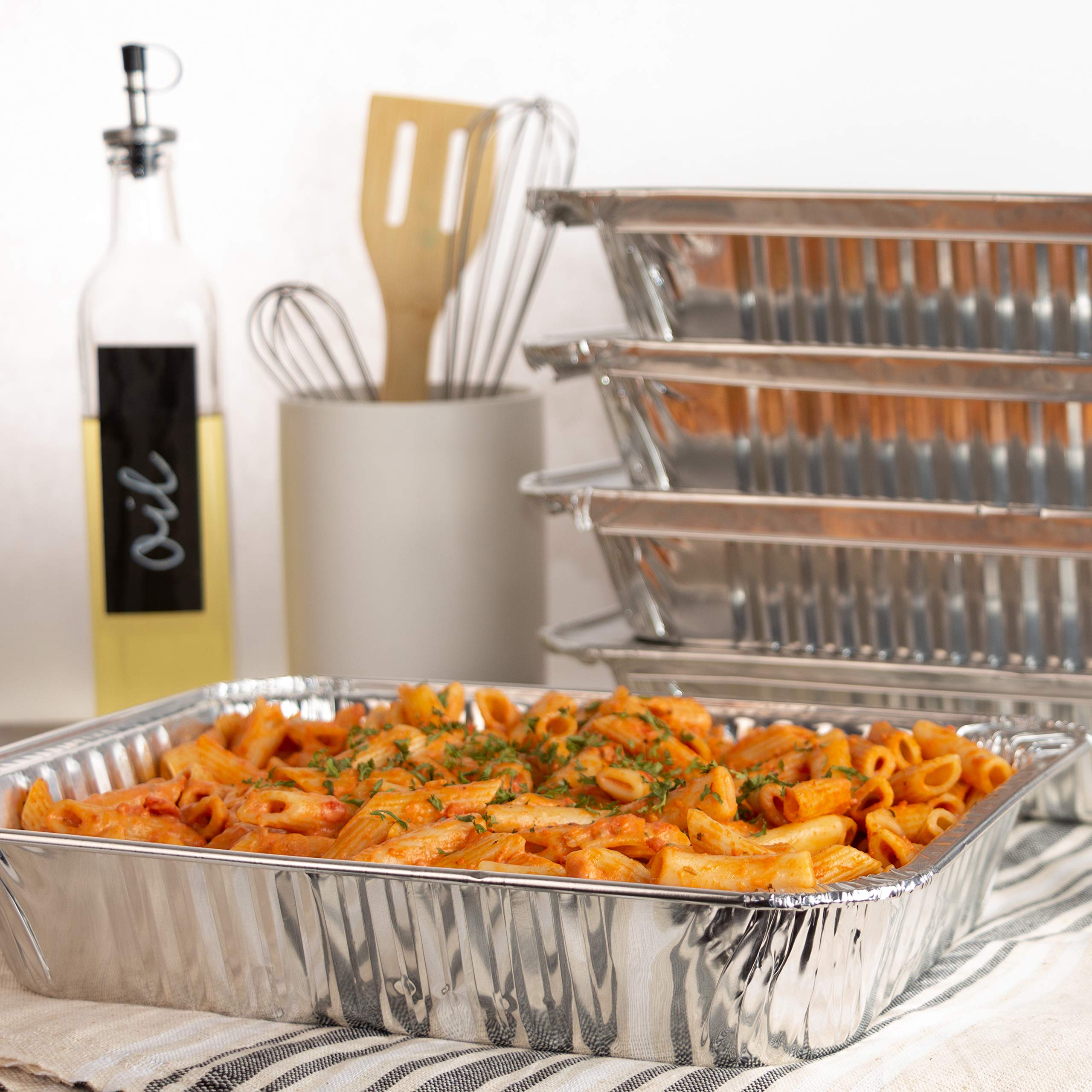 Jetfoil Aluminum Foil Steam Table Pans With Lids | Perfect for Catering, Party Supplies & Suitable for Broiling, Baking, Cakes and Pies - 9 x 13 Half size Deep | Pack of 30
