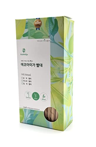 EcoAmiga Bamboo Straw, 8 Inch Reusable & Biodegradable Organic Bulk Straws β Great Ecological Alternative to Plastic Straws (Bamboo)