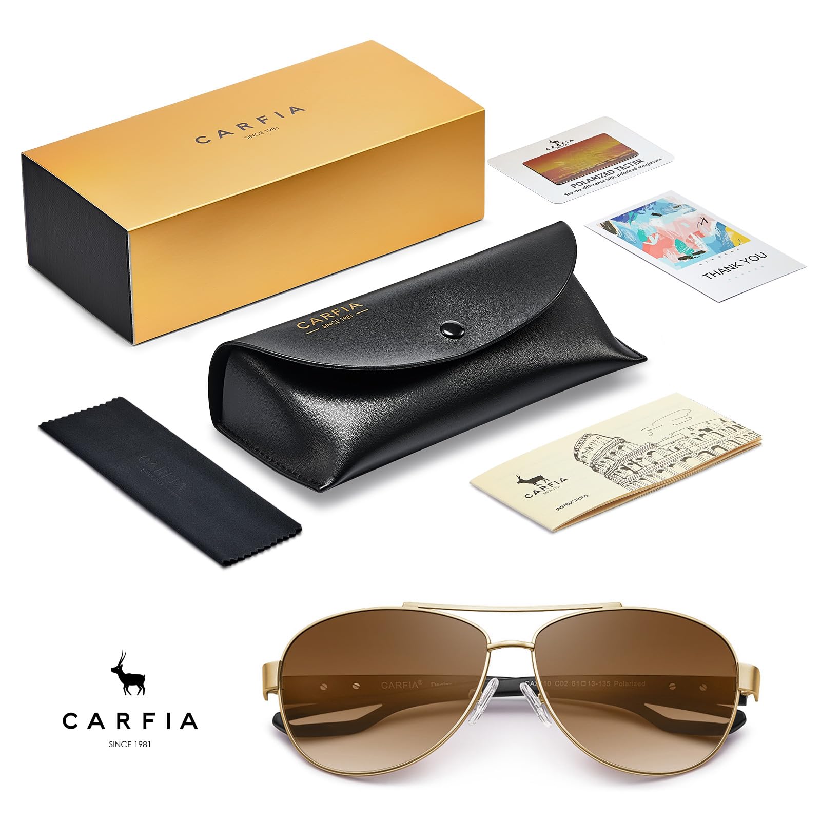 CARFIA Polarized Sunglasses for Women UV Protection Ultra-Lightweight Comfort Metal Frame Driving Glasses CA3210