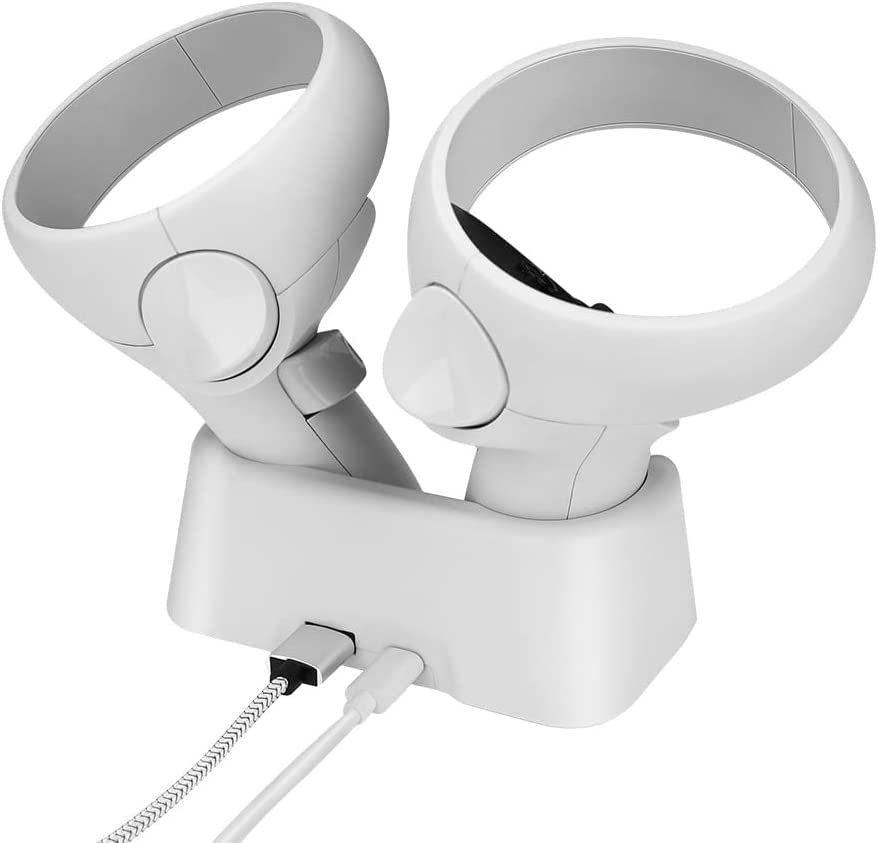 Charging Dock for Oculus Quest 2 Headset and Controllers High Speed, Magnetic Controller Station with 2 Rechergeable Batteries LED Light Indicator