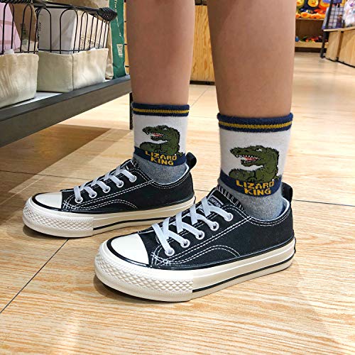 Boys Socks Dinosaur Kids Socks Cartoon Pattern Cotton Crew Socks (4-7 Years A1 (10 Pairs))