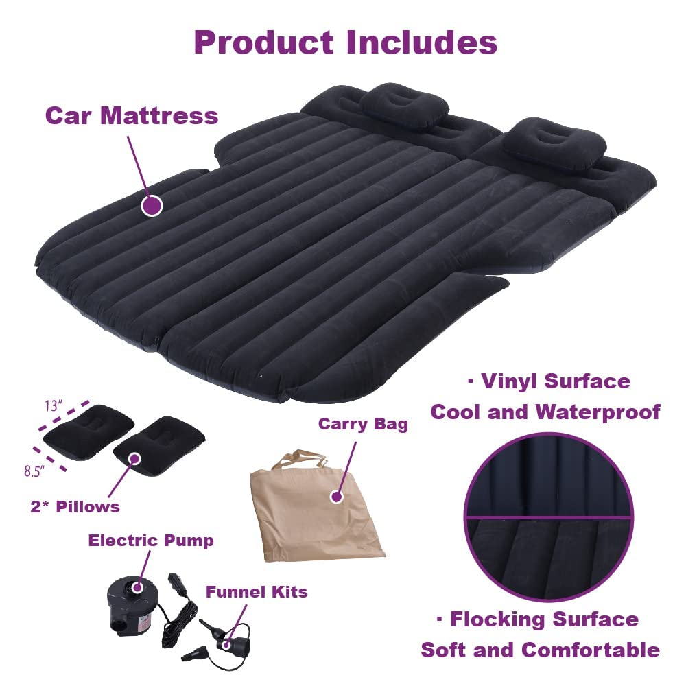 Car Air Mattress, Inflatable Car Mattress for Back Seat, Car Bed with Air Pump, Home Sleeping Pad (Light Brown)