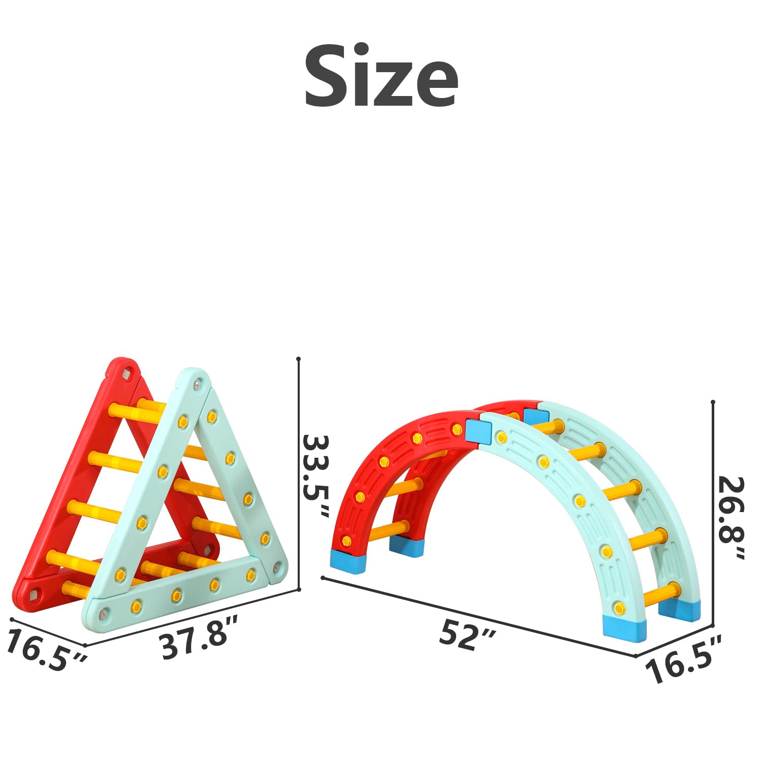 Climbing Toys For Toddlers 1-3 Plastic Climbing Triangle Ladder Indoor Kids Play Gym Activity Climbing Structure Suitable for Exercise Toddler Core Strength Triangle + Semicircle (Blue+Red)