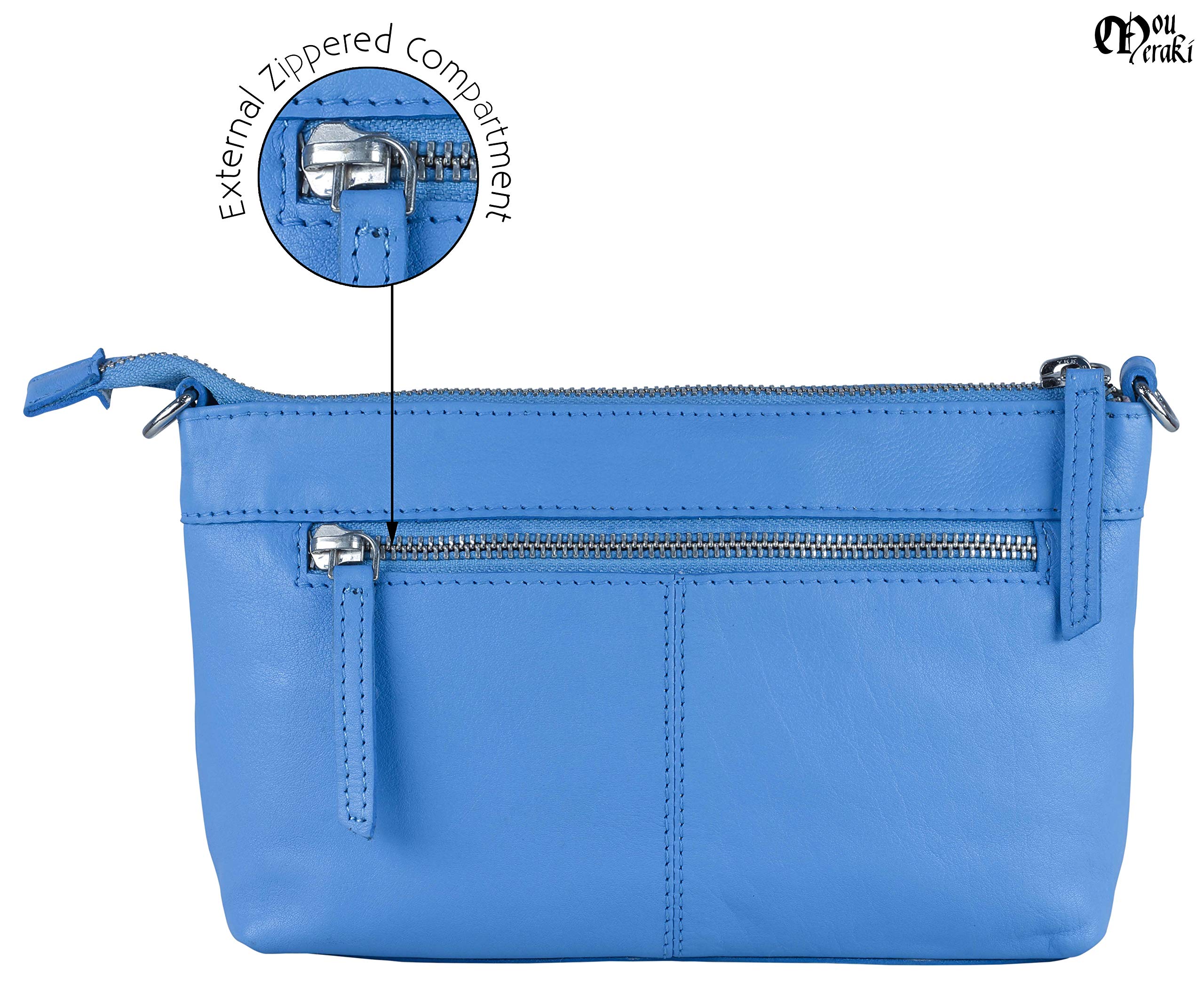 Mou Meraki Genuine Leather Crossbody Purse and Handbags - Crossover Bag Over the Shoulder Women