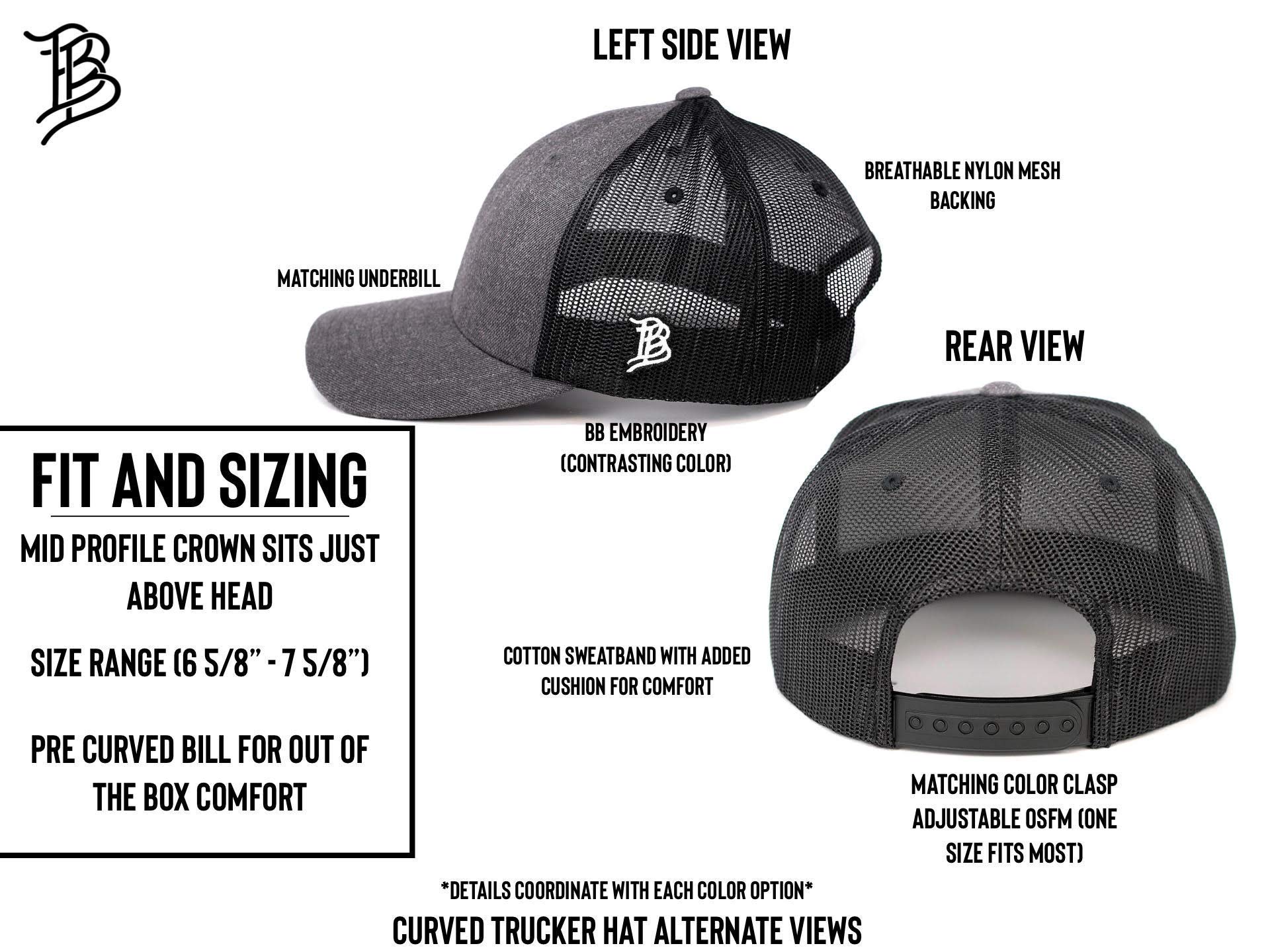 Branded Bills Louisiana 18 Curved Trucker, Black/Black
