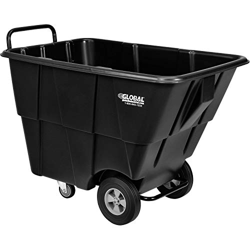 Global Industrial Standard Duty Plastic Tilt Truck 1/2 Cubic Yard Capacity 850 Lb. Capacity, Black
