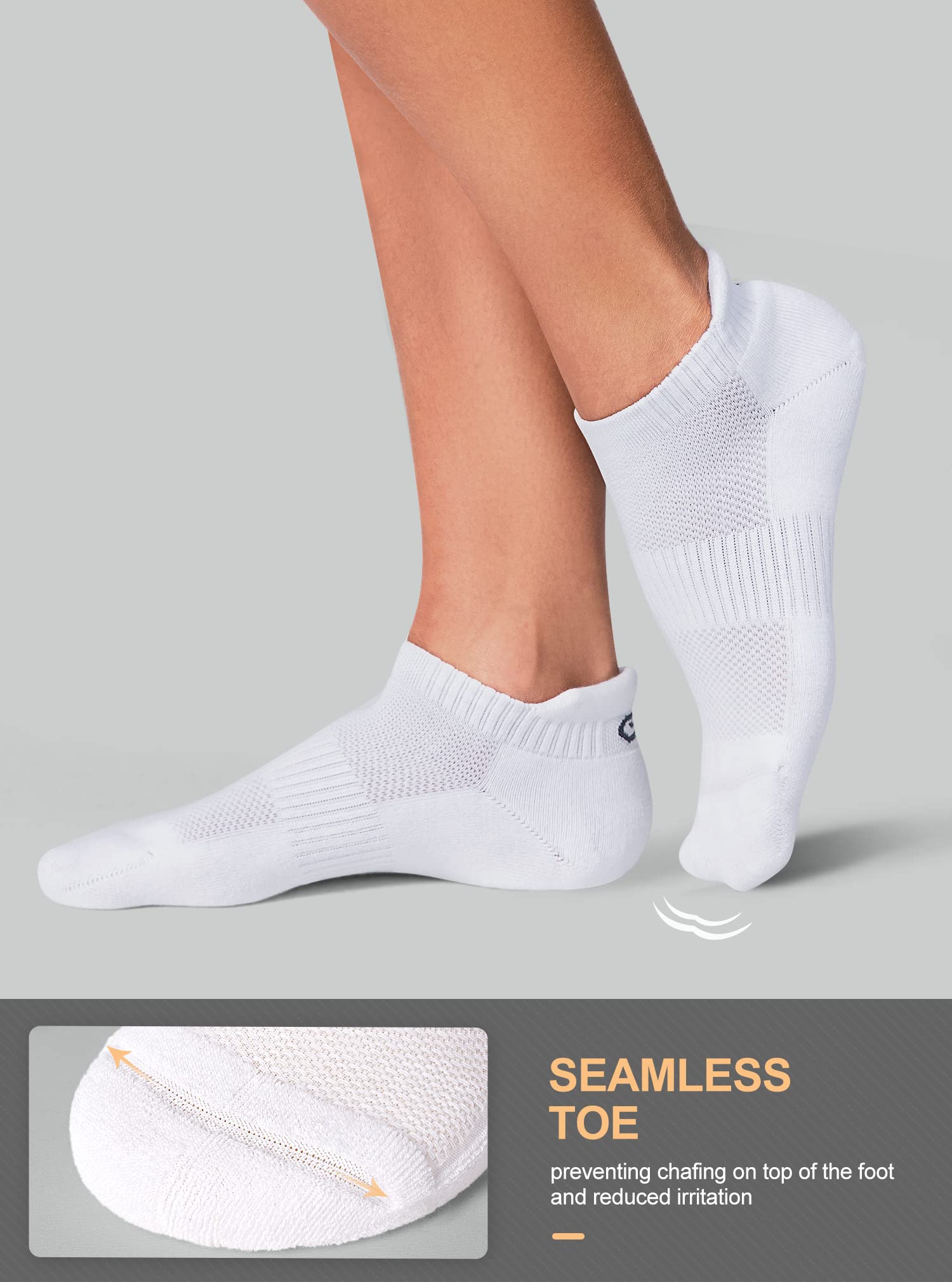 CS CELERSPORT 12 Pairs Ankle Running Socks Athletic Cushion Sport Low Cut Socks,White*6+ Black Multicolor*6, Medium
