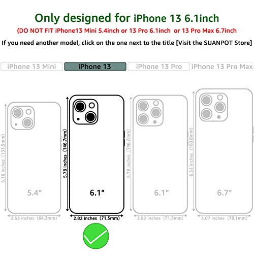 SUANPOT for iPhone 13(NON 13Pro)6.1 inch 5G with RFID Blocking Wallet case Credit Card Holder,Flip Book PU Leather Phone case Shockproof Cover cellphone Women Men for Apple 13 case Wallet Light Brown