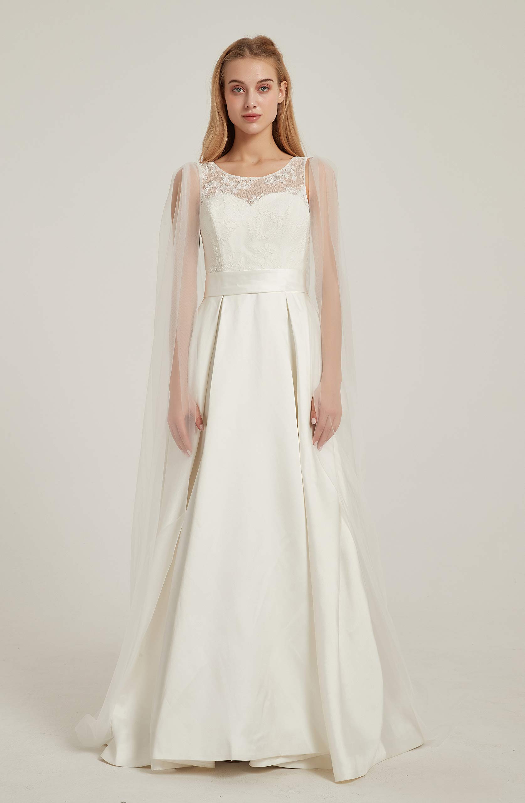Shoulder Cape Veil Tulle Church Bridal Cape Veil Chapel Wedding Veil B018 (Ivory)
