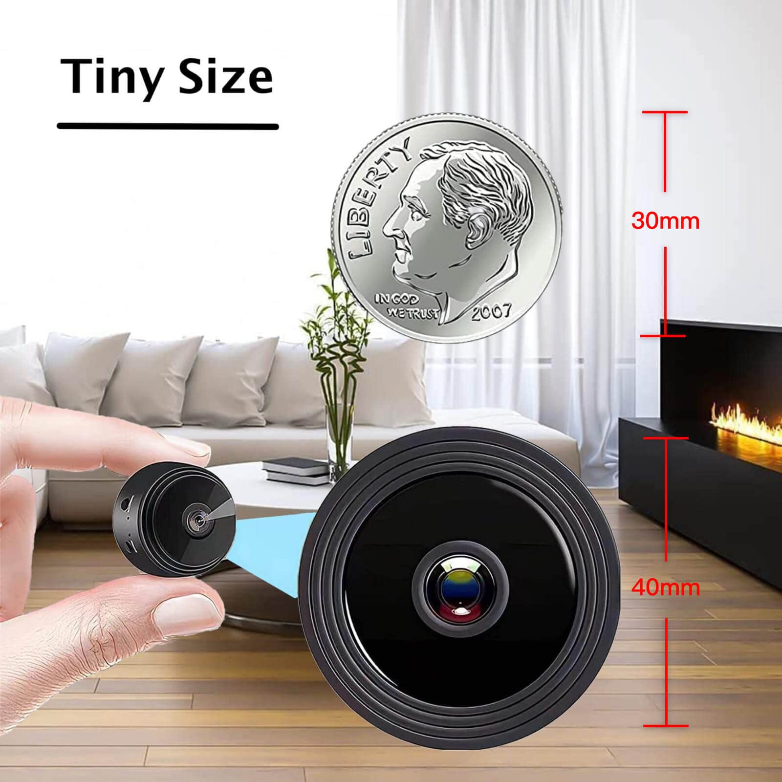 MDGLSYEE SHPTDJTIC Wireless Security Camera Mini Camera Outdoor/Indoor with Audio, Home Surveillance Camera, 1080P IP HD Build-in Battery 350mah,Infrared Night Vision, HDWIFI(3-Pack)