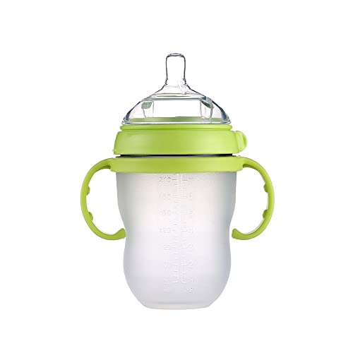 ROMIRUS Bottle Handles Grips Compatible for Comotomo Feeding Baby Bottles (Set of 4, 2 Pink + 2 Green)