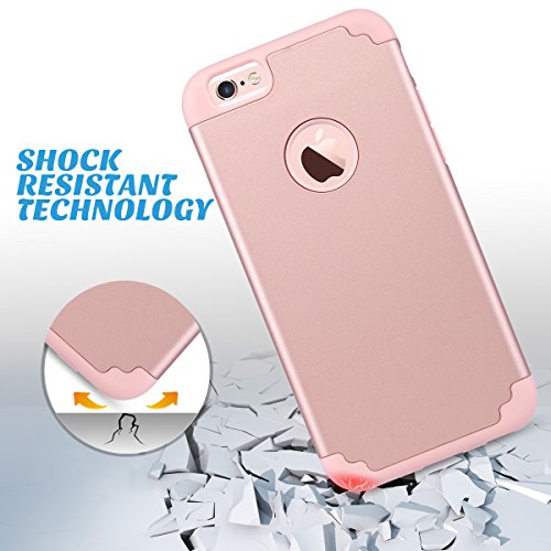 ULAK iPhone 6 Plus Case, iPhone 6S Plus Case, Slim Dual Layer Soft Silicone and Hard Back Cover Anti Scratches Bumper Protective Case for Apple iPhone 6 Plus / 6S Plus 5.5 inch - Rose Gold
