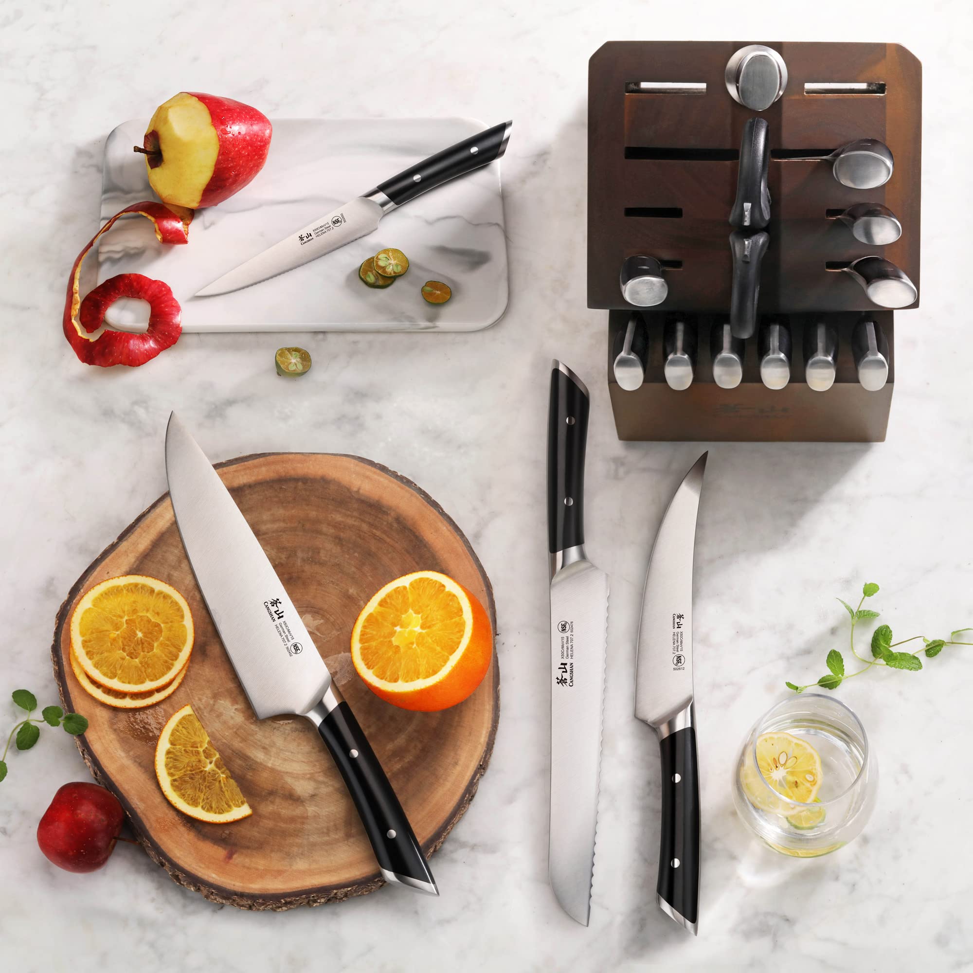 Cangshan Z Series 1024180 German Steel Forged 17-Piece Knife Block Set, Walnut