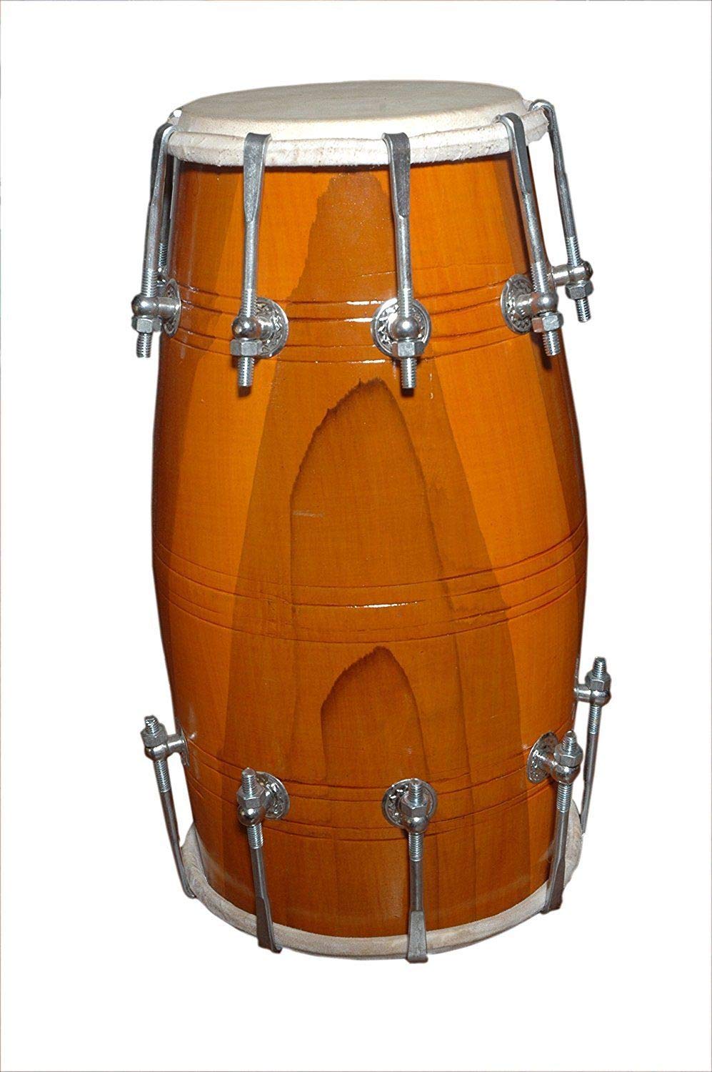 SHREYAS HANDMADE WOOD DHOLAK INDIAN FOLK MUSICAL INSTRUMENT DRUM NUTS N BOLT