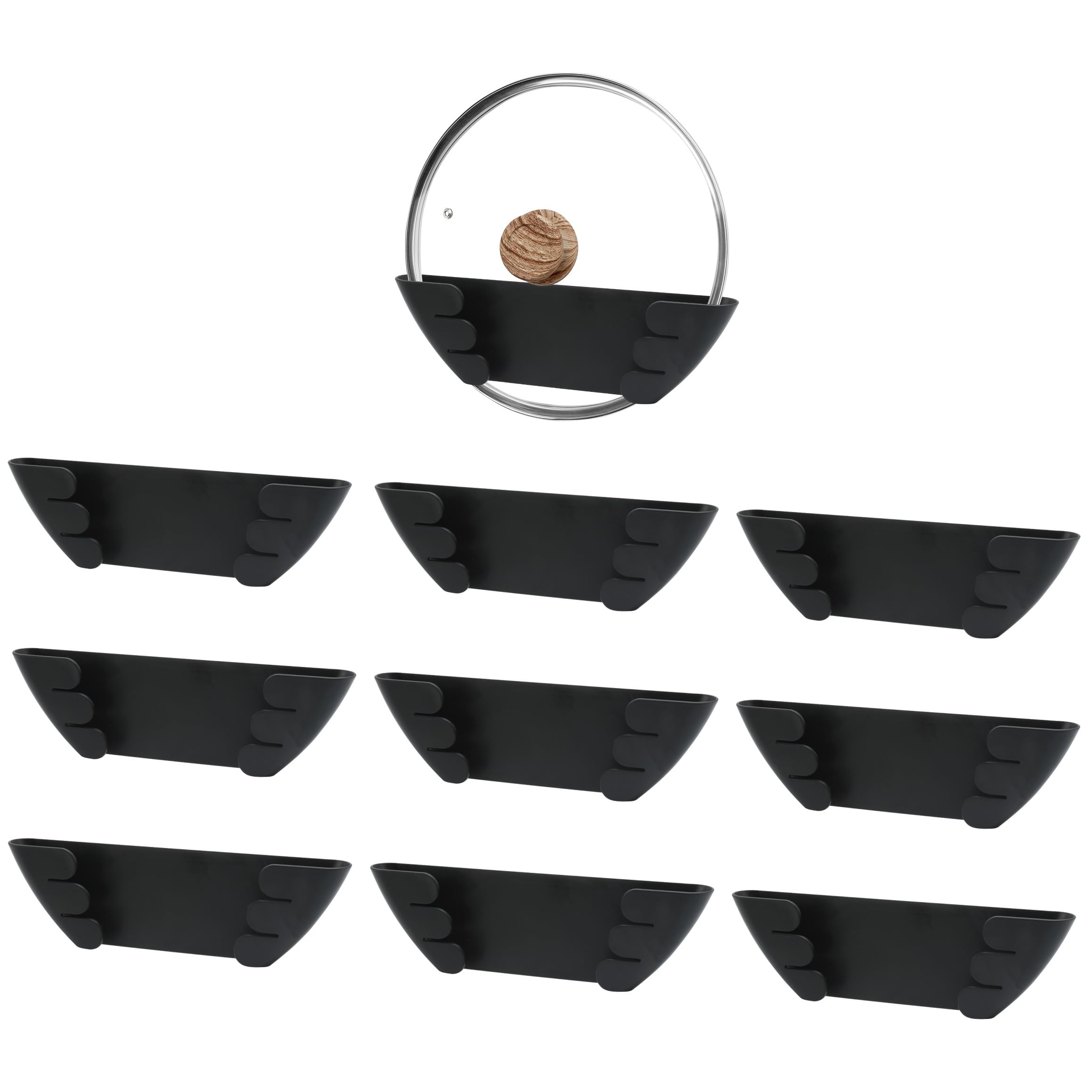 COOK WITH COLOR Universal Pot Lid Organizer for Cabinet - 5 Pack Pan Lids Organizers Inside Cabinet Door Wall Mount Pots Top Storage Organizer Rack Holder for Kitchen, Fits 6" to 13.5"