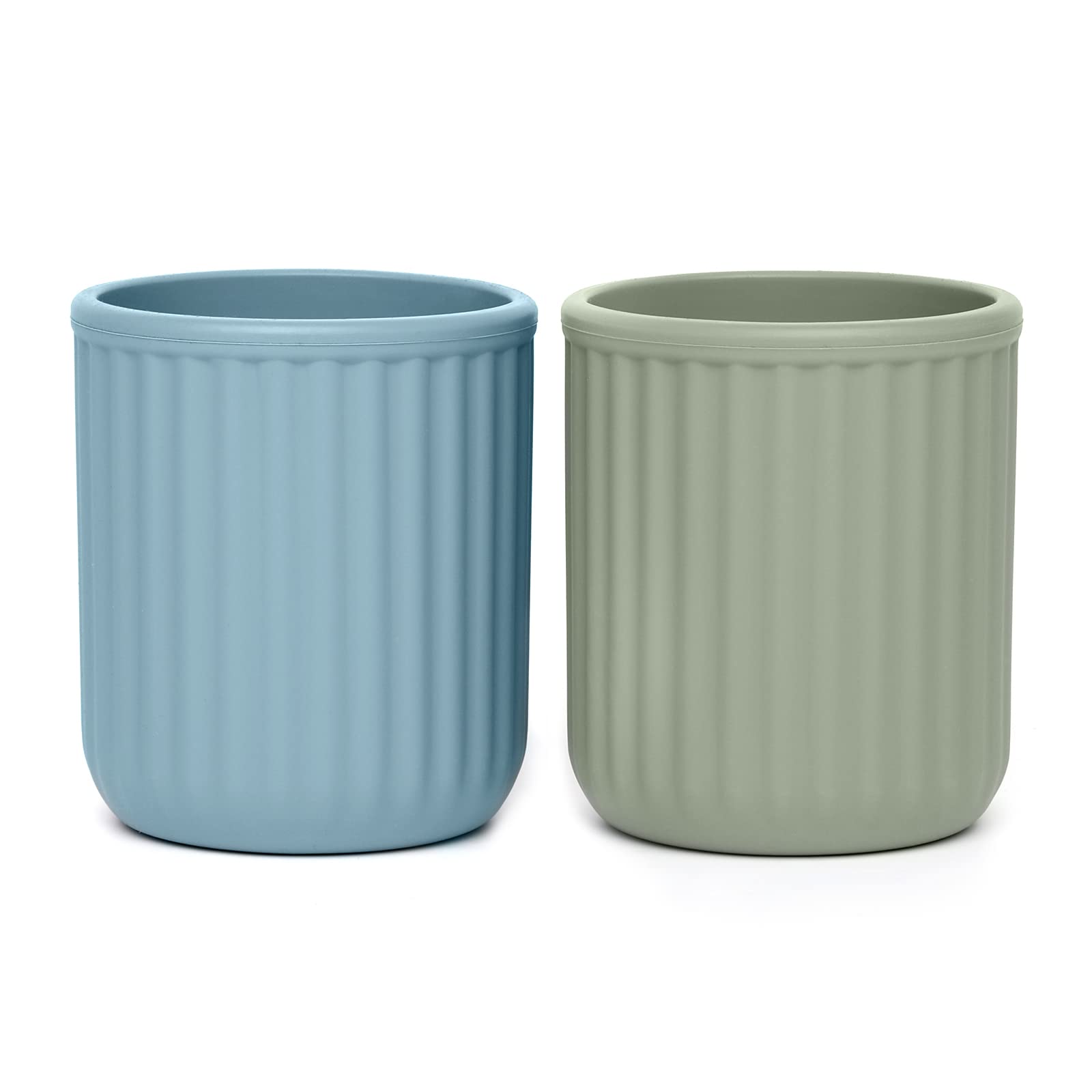 CSFICTS Toddler Cups Silicone Baby Cup - Mini Open Cup for Babies and Toddlers, Unbreakable Drinking Training Cup, BPA Free, 2 Pack, 6 Months+ (Ether/Sage)