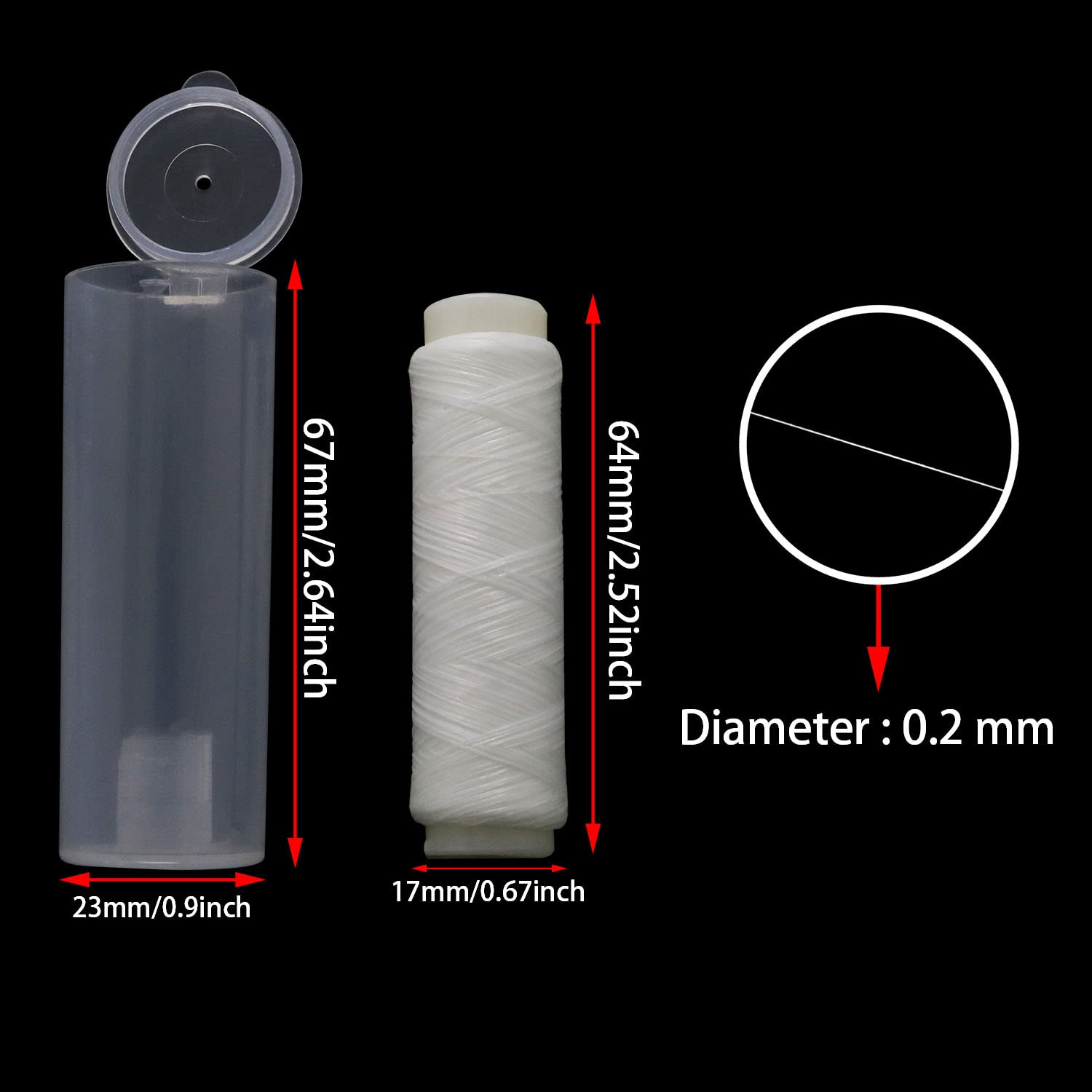 CSNSD 2pcs Fishing Thread 0.2mm Fishing Line Fishing Bait Thread Stretchy Fishing Line Clear Fishing String