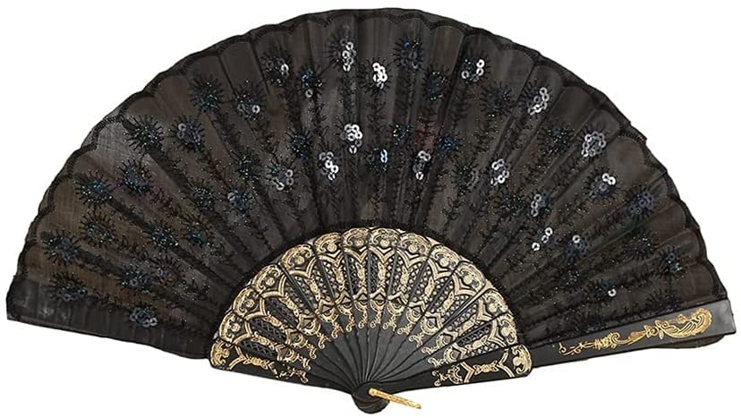 Chinese Fan Chinese Style Dance Wedding Party Lace Silk Folding Hand Fan Decorative Craft Fan Japanese Fan (Color : F, Size : 23CM)