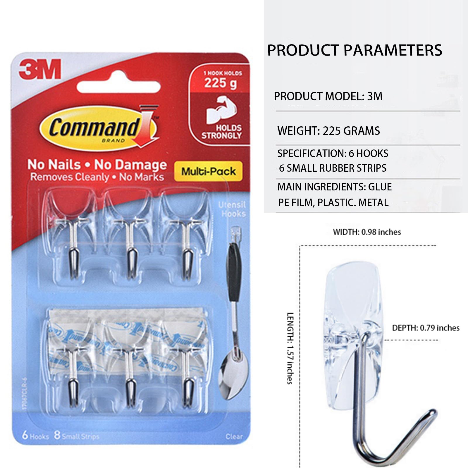 Command Hooks Damage-Free Wall Hooks,6 Medium Wire Toggle Hooks with Adhesive Strips, No Tools Needed for Easy Hanging, Ideal for Organizing Keys, Calendars, and Dorm Decor, Holds Up to 225 Gram Each