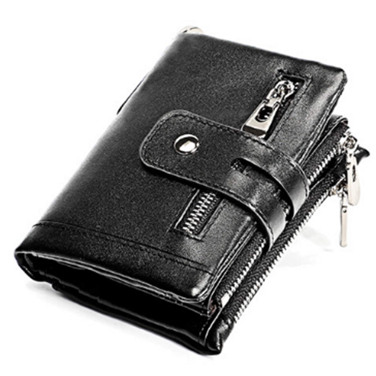 Vintage Women's RFID Blocking Leather Wallet small Chain (black)…
