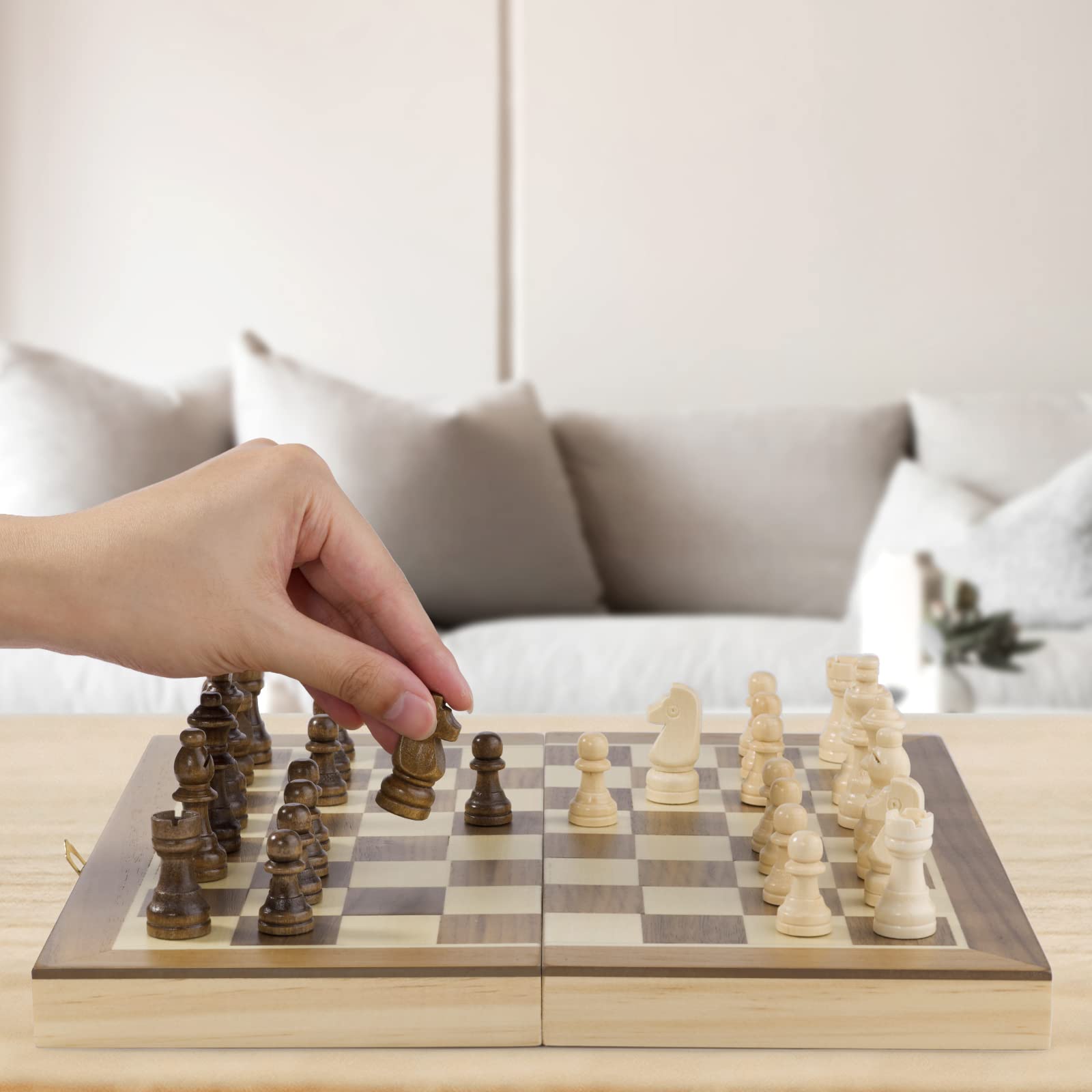 CSVICTORY Classic Chess Set 11.6" x 11.6" - Magnetic Wooden Chess Pieces with Folding Magnetic Chess Board, Staunton Chess Pieces & Storage Box, Magnetic Chess Set Board Game with 2 Extra Queens