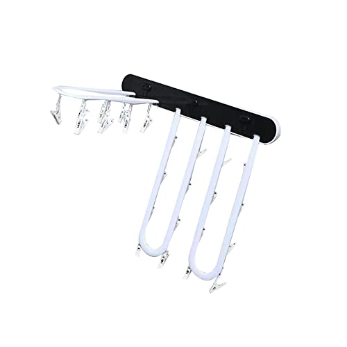 HZXMKB Closet Organizer Wall Mounted Clothes Drying Rack,Laundry Drying Rack Wall Mount,Foldable Drying Socks 24 Multi-Row Clips,Small Clothes for Balcony Railings, Folding Bathroom Towel Rack