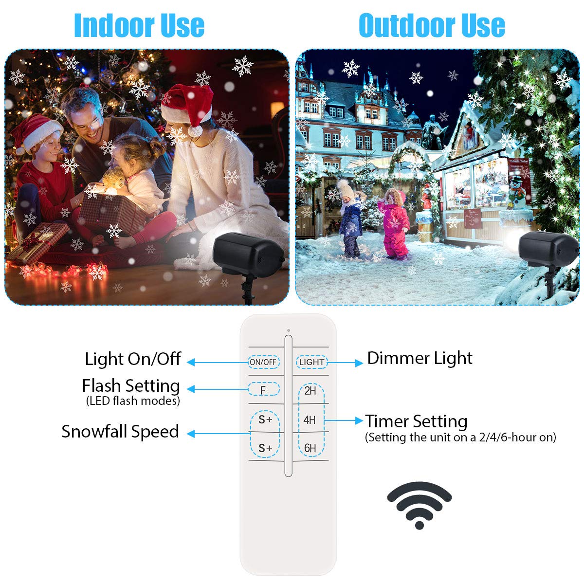 Snowflake Projector Lights Outdoor with Remote Control, Christmas Snowflake Projector Lights, IP65 Waterproof Snowfall Landscape Light Christmas Projector Gift for Holiday Friend Garden