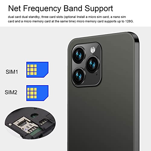 I14pro 4G Cell Phone, 6.1in IPS HD Screen, 4GB RAM 64GB ROM, Dual Card Dual Standby, 16MP Rear 8MP Front, 4000mAh Battery, Face Unlocked Android 11 Smartphone(Black)