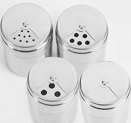 Verdental Stainless Steel Dredge Sugar/Spice/Pepper Shaker Seasoning Cans with Rotating Cover