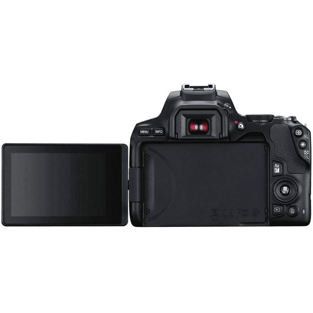 Canon EOS 250D w/EF-S 18-55mm f/3.5-5.6 III Lens with Professional Accessory Bundle - Includes: Spare LPE17 Battery w/Charger, Slave Flash, Large Gadget Bag with Dual Buckles & Much More