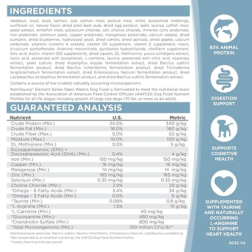 NutriSource Element Series Dog Food, Made with Haddock, Trout and Duck, with Heirloom Grains, 4LB, Dry Dog Food