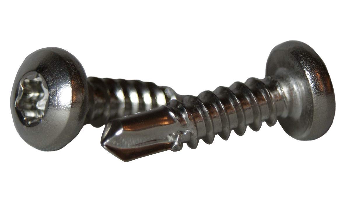 Small Parts 1016KTP188 18-8 Stainless Steel Self-Drilling Screw, Plain Finish, Pan Head, Star Drive, #3 Drill Point, #10-16 Thread Size, 1" Length (Pack of 25)