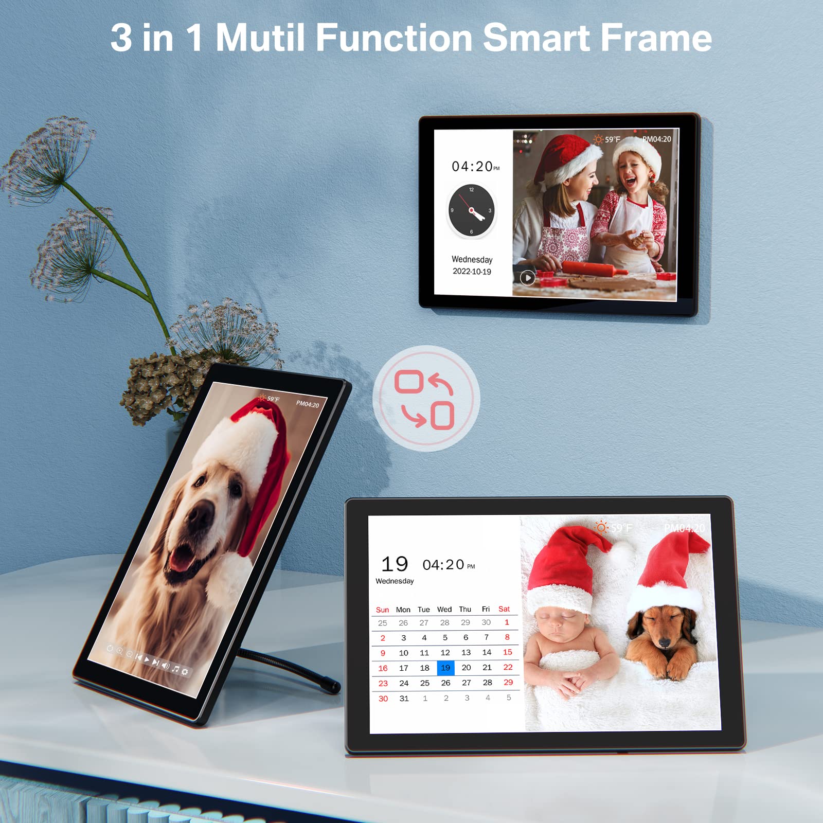 Digital Picture Frame 10.1 inch, Digital Photo Frame Slideshow with APP, Electronic WiFi Picture Frame Smart Photo Video Frames, Large Photo Share Digital Frame 1280x800 IPS FHD Cloud Storage