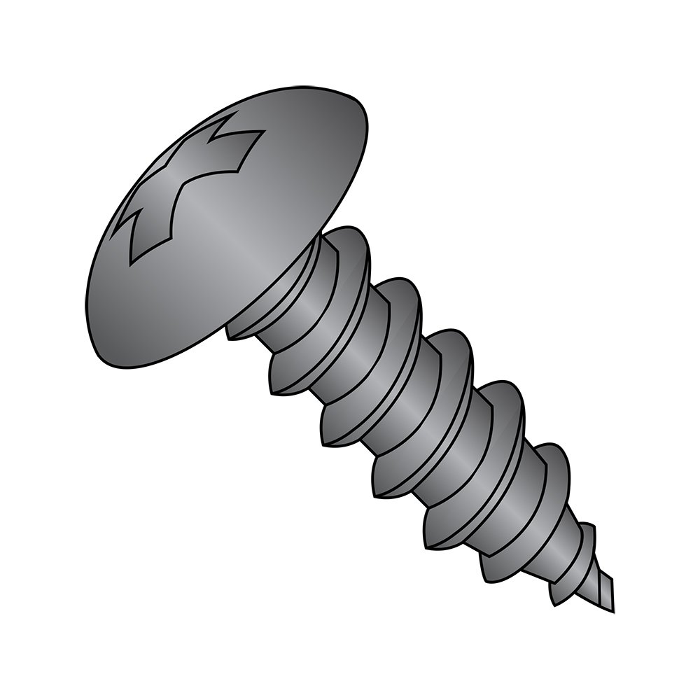 Small Parts 1020APTB Steel Sheet Metal Screw, Black Oxide Finish, Truss Head, Phillips Drive, Type A, #10-12 Thread Size, 1-1/4" Length (Pack of 100)