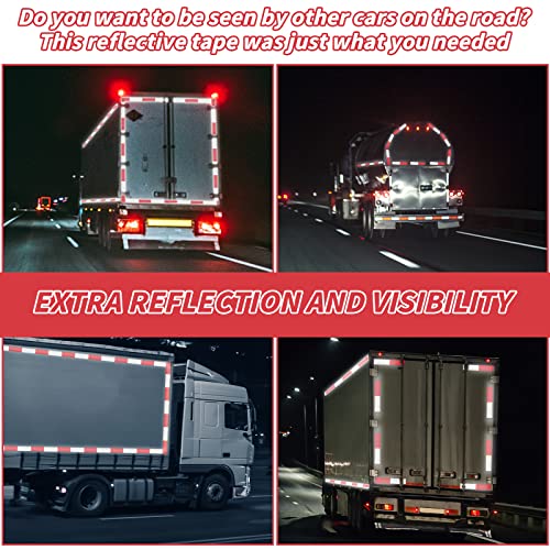 DOT-C2 Reflective Tape 2 in X 600 FT, Dot Safety Warning Tapes Bulk, Red White Waterproof Self Adhesive Trailer Tape Outdoor Caution Reflector Conspuicy Tape for Vehicles Boat Sign 6 Roll(2'' X 100FT)
